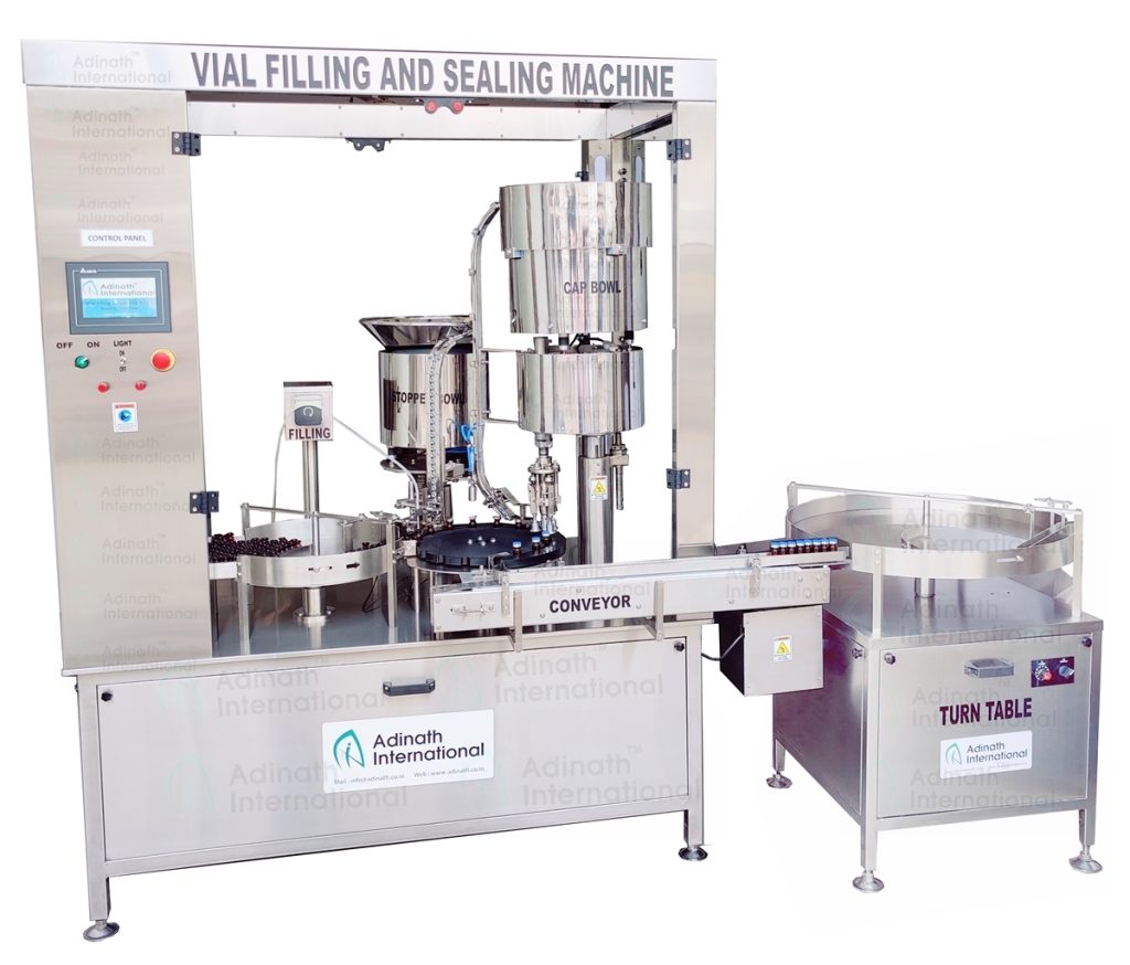 Vial Filling, Stoppering & Cap Sealing Machine